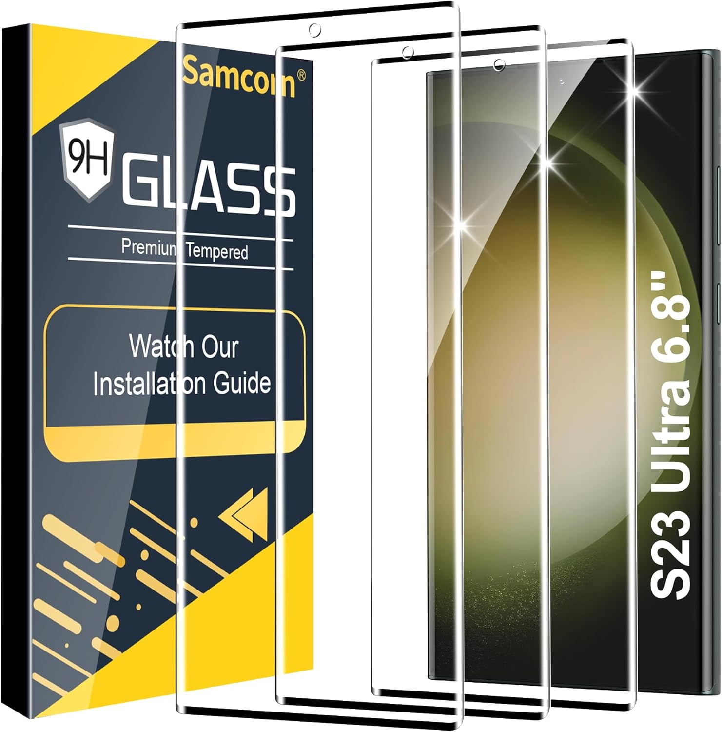 3 Pack Galaxy S23 Ultra Screen Protector HD Clear Tempered Glass ...