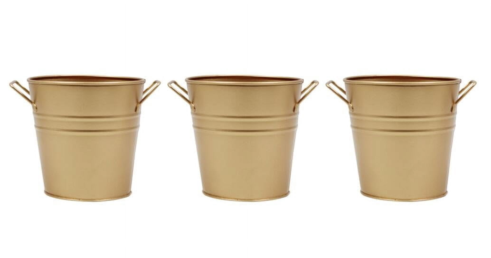 3 Pack Galvanized Metal Planters 5 Inch Diameter Durable Indoor Outdoor ...