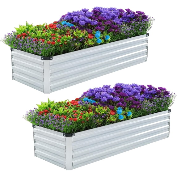 3 Pack Galvanized Raised Garden Bed Set, 72"x36"x12" Metal Planter ...