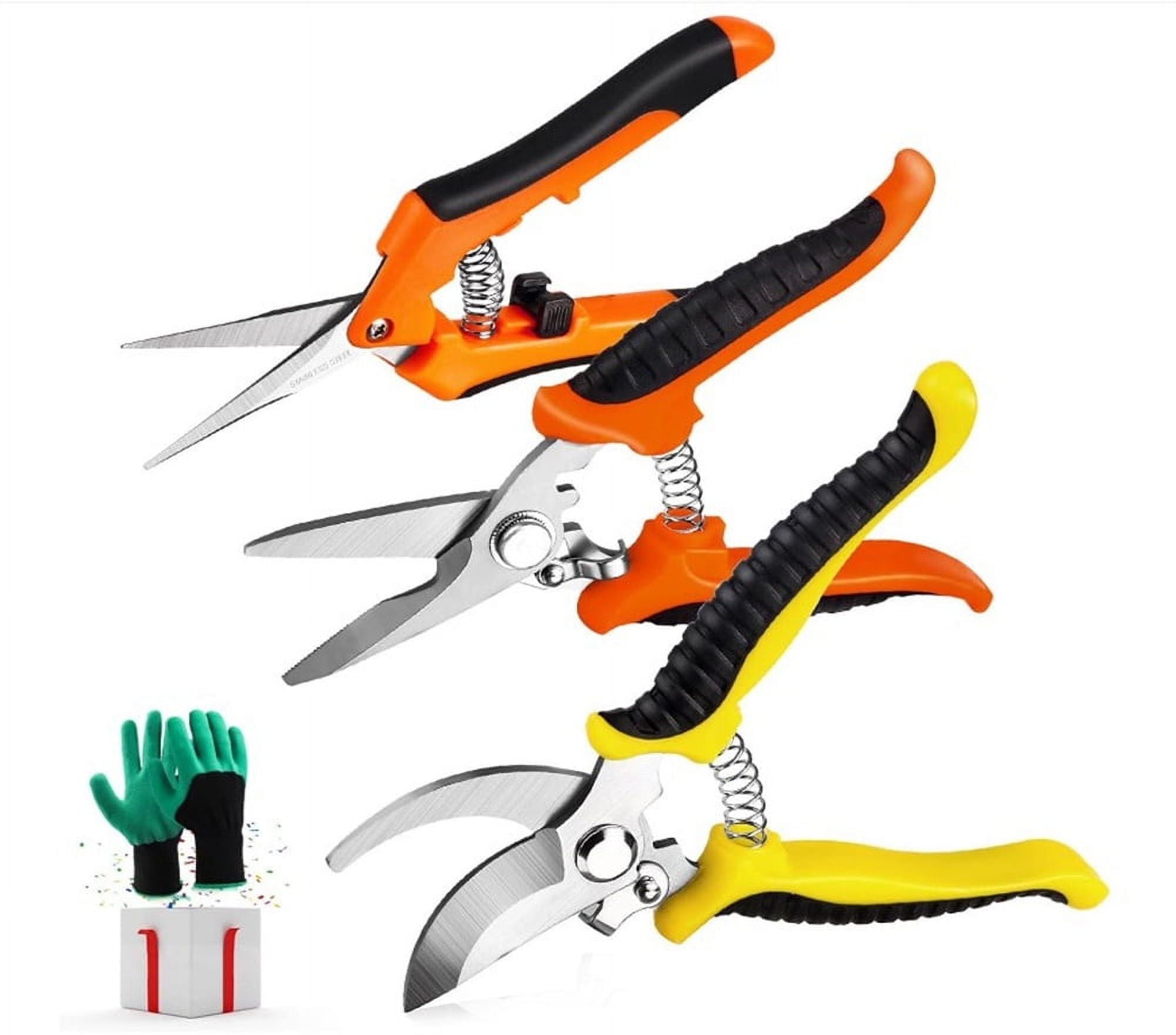 3 Pack Garden Pruning Shears Stainless Steel Blades Handheld Pruners ...