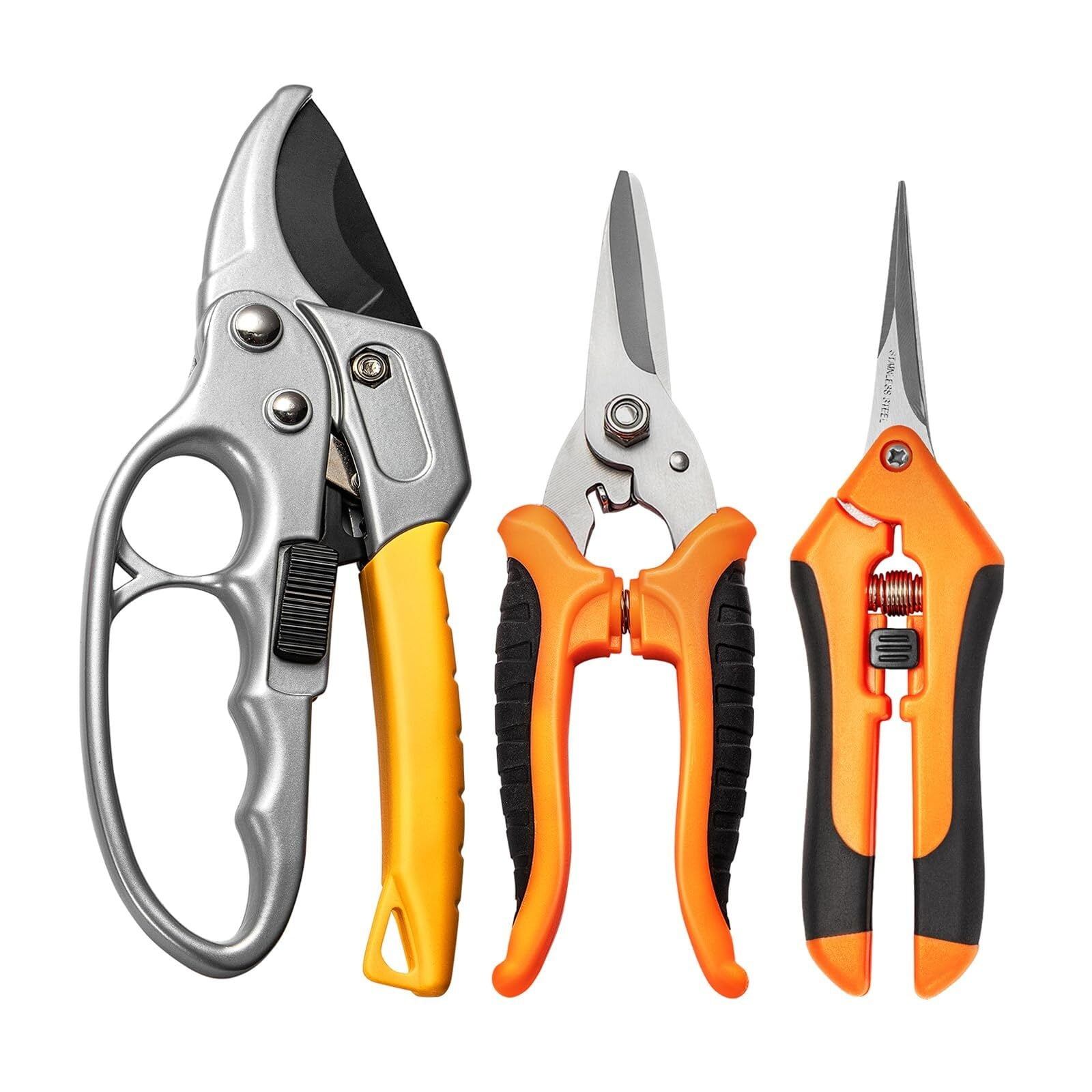 3 Pack Garden Scissors kit Professional Garden Pruning Shears Stainless ...