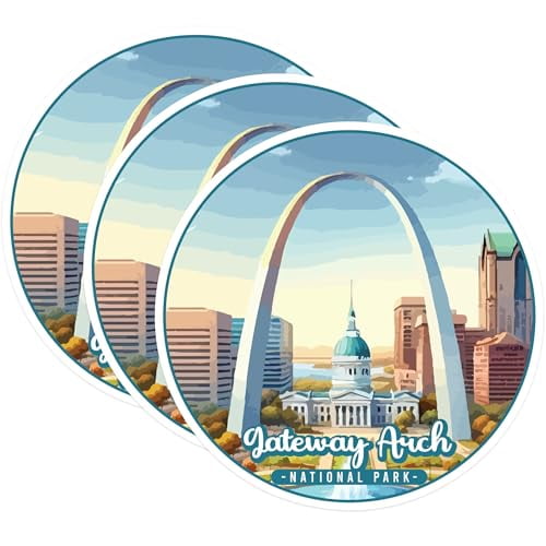 (3 Pack) Gateway Arch Decals - St Louis Missouri Decal - National Park ...