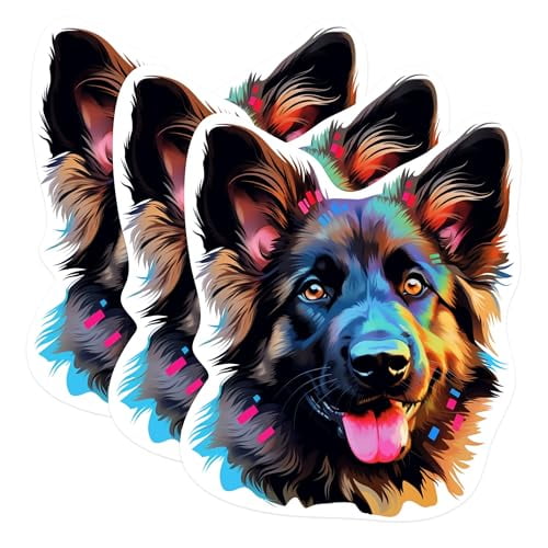 (3 Pack) German Shepherd Decals - Colorful Dog Stickers - Laptop Dog ...