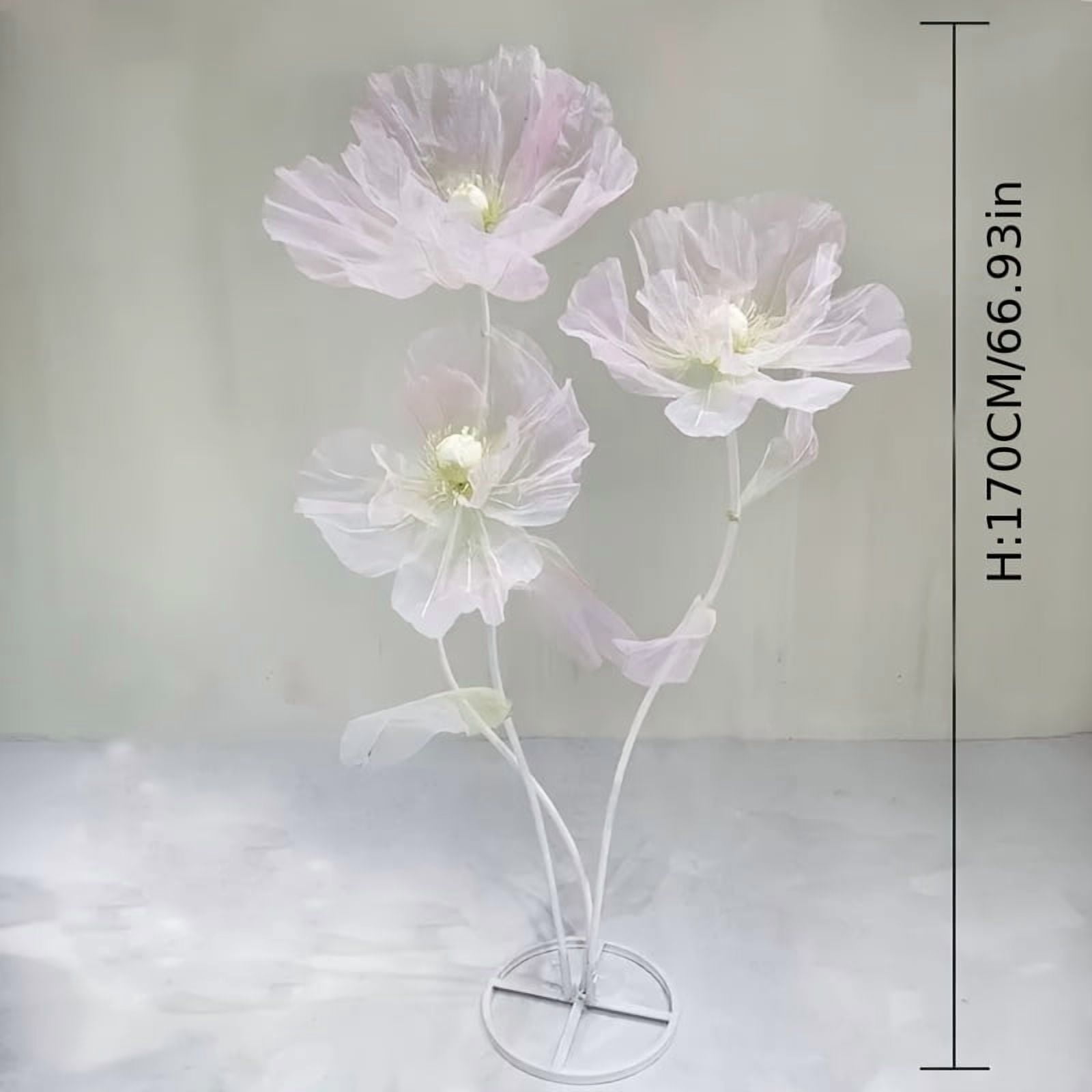 3-Pack Giant Artificial Poppy Flowers with Base Branches – Multi-Color ...