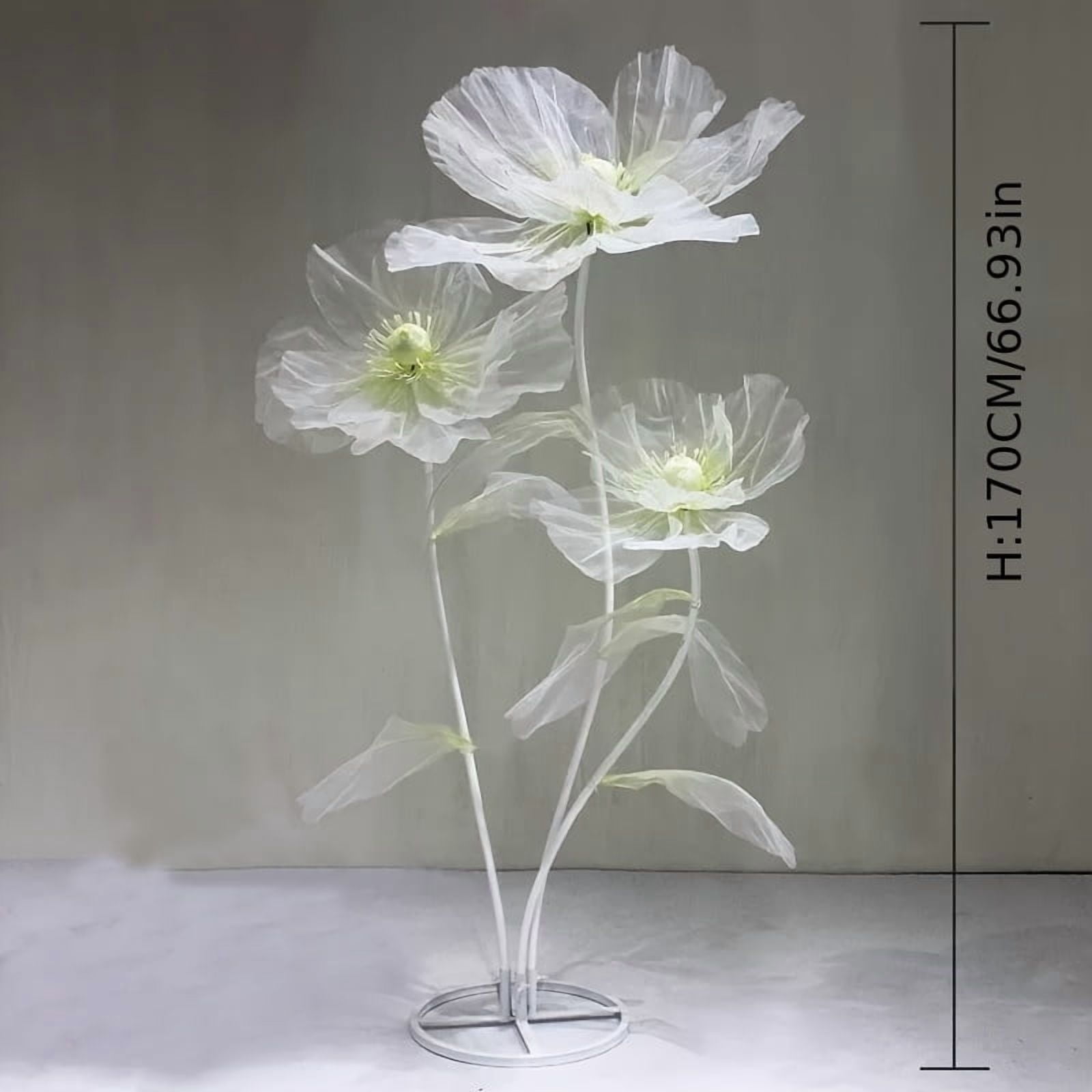 3-Pack Giant Artificial Poppy Flowers with Base Branches – Multi-Color ...