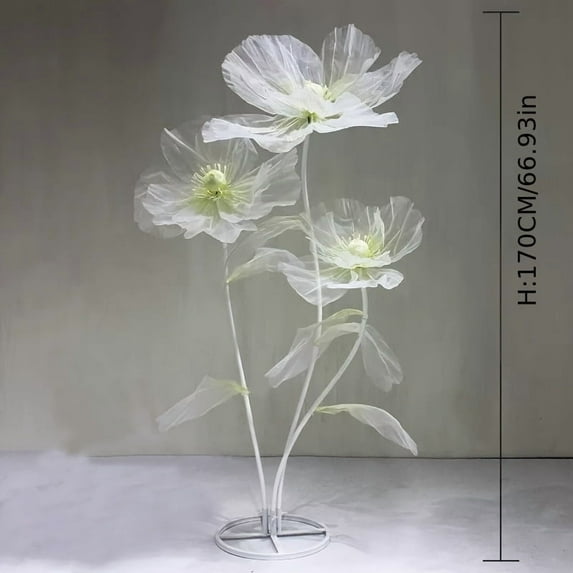3-Pack Giant Artificial Poppy Flowers with Base Branches – Multi-Color ...
