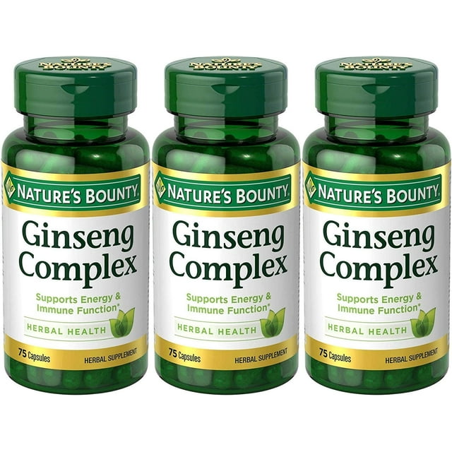 Nature's Bounty Ginseng Complex Herbal Health Capsules, Energy & Immune Support, 75 ea - 3 Pack ...