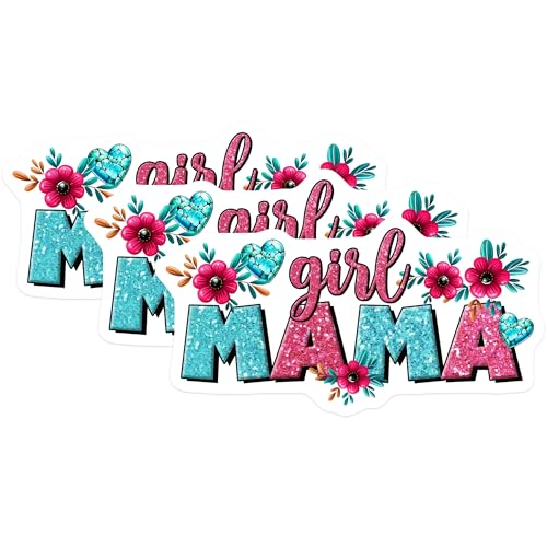 (3 Pack) Girl Mama Decals - Floral Mom Stickers - Heart Mom Life Decals ...