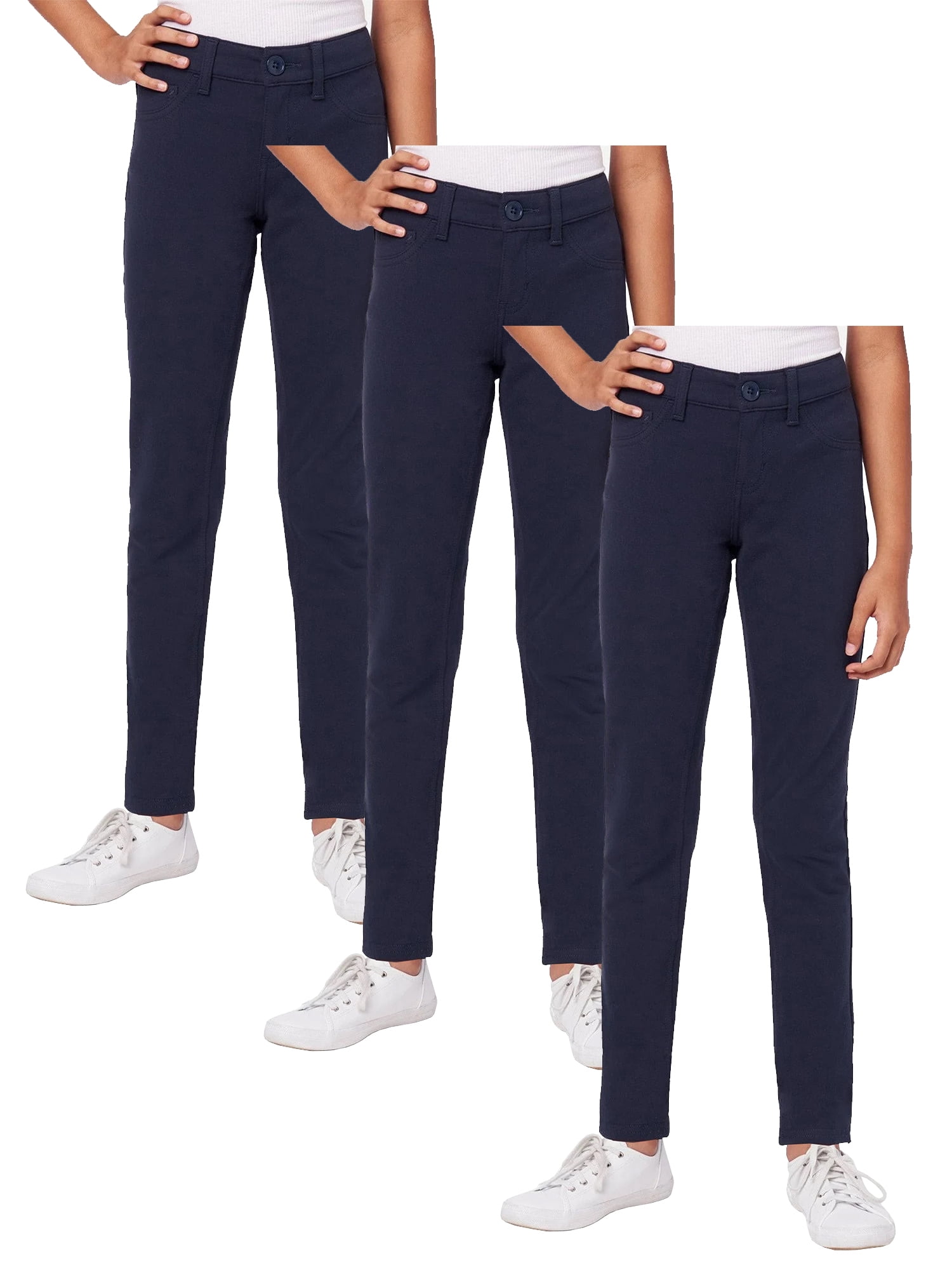 3-Pack Girl's Stretch Pencil Skinny Uniform Pants - Walmart.com