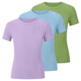 3-Pack Girls Basic Summer Ribbed T-Shirts Short Sleeve Crew Neck Tops ...