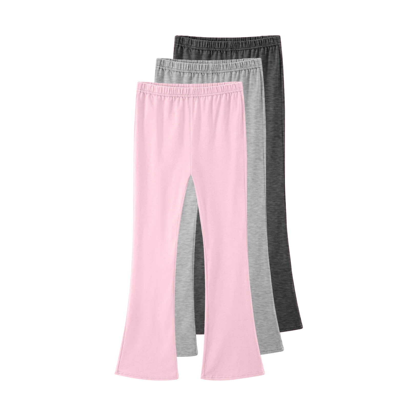 3 Pack Girls Cotton Flare Leggings, Kids High Waist Bell Bottoms ...