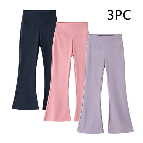 3 Pack Girls Flare Leggings Kids Bell Bottom High Waisted Dance Yoga ...