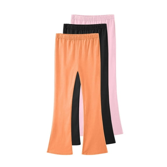 3 Pack Girls Flared Legging High Waist School Trousers Yoga Pants ...