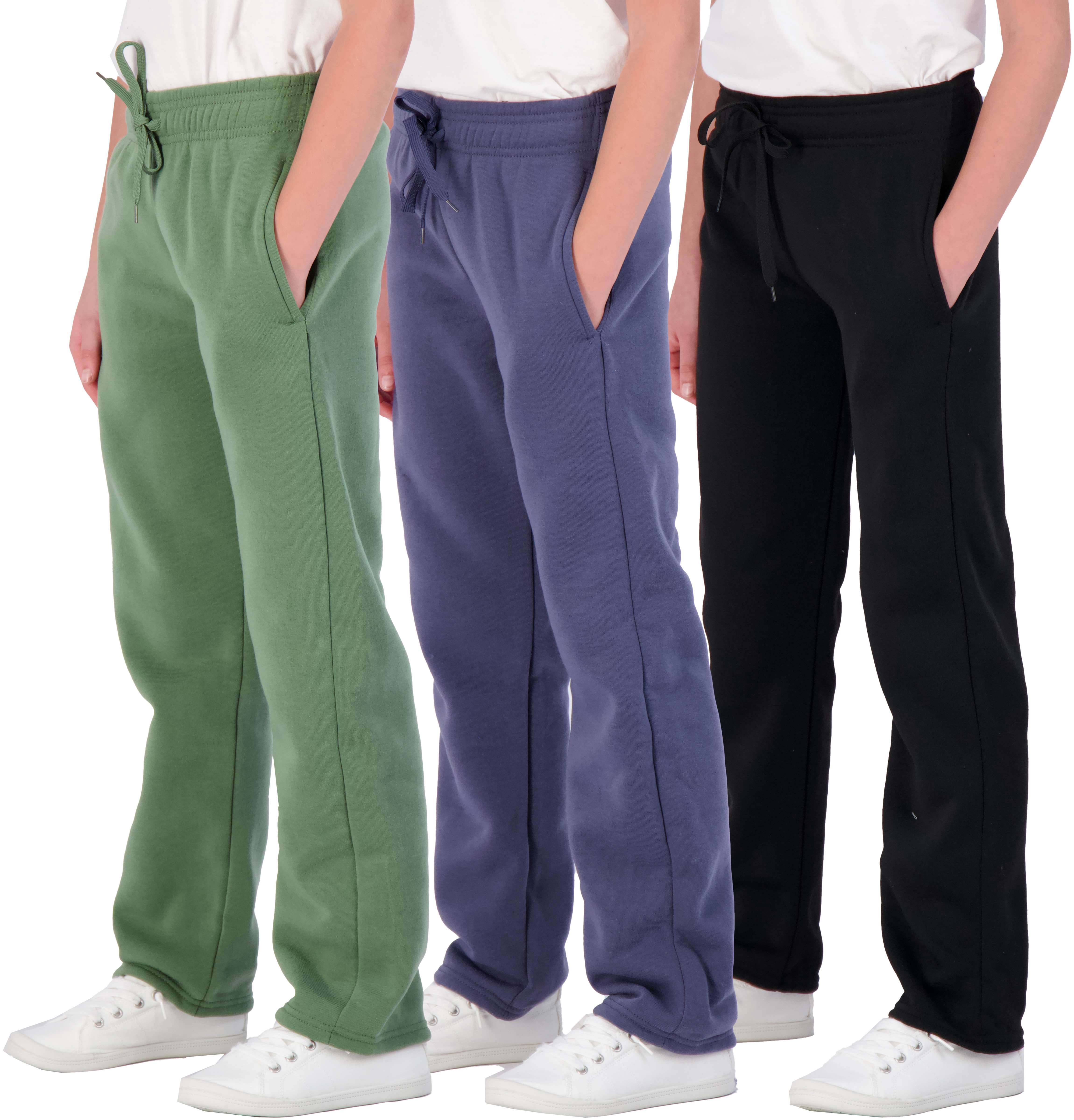 3 Pack: Girls' Fleece Open Bottom Soft Athletic Performance Casual ...