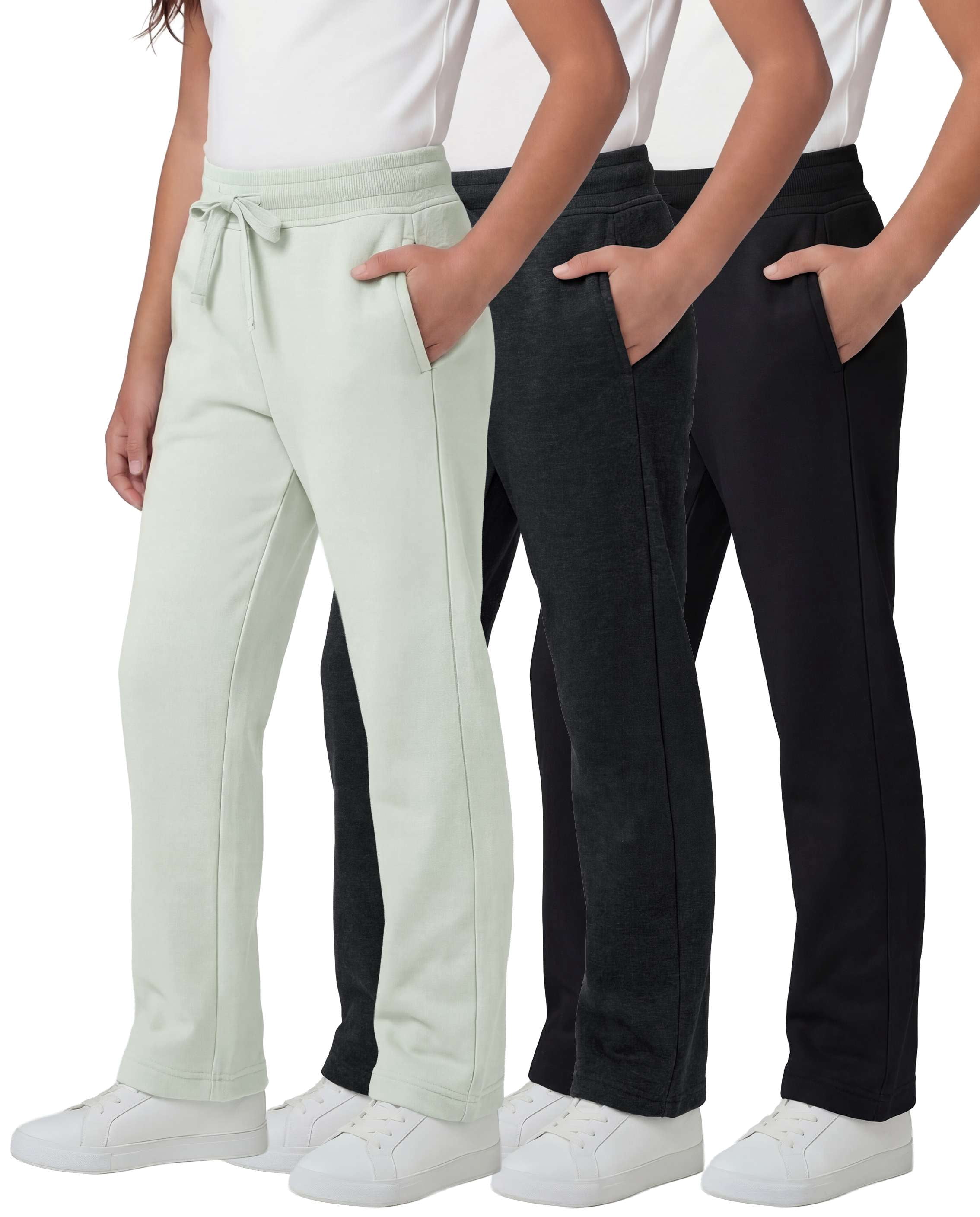Free Shipping! 3 Pack: Girls' Fleece Open Bottom Soft Athletic ...