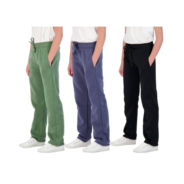 3 Pack: Girls' Fleece Open Bottom Soft Athletic Performance Casual ...