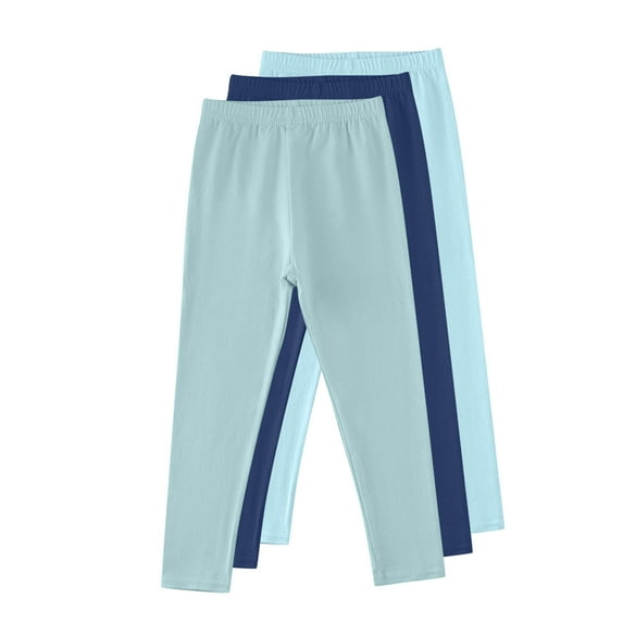 3 Pack Girls' Soft Cotton Pants, Pull on Stretchy Leggings, Full Length ...