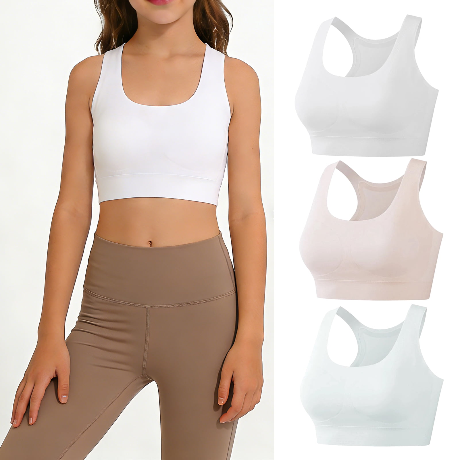 3 Pack Girls Soft Training Bras 7-12 Seamless First Bra Teens Girls ...