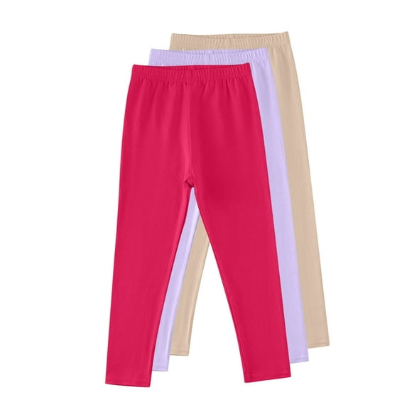 3 Pack Girls Sweatpants Cotton Elastic Waist Solid Color Tapered Pants ...
