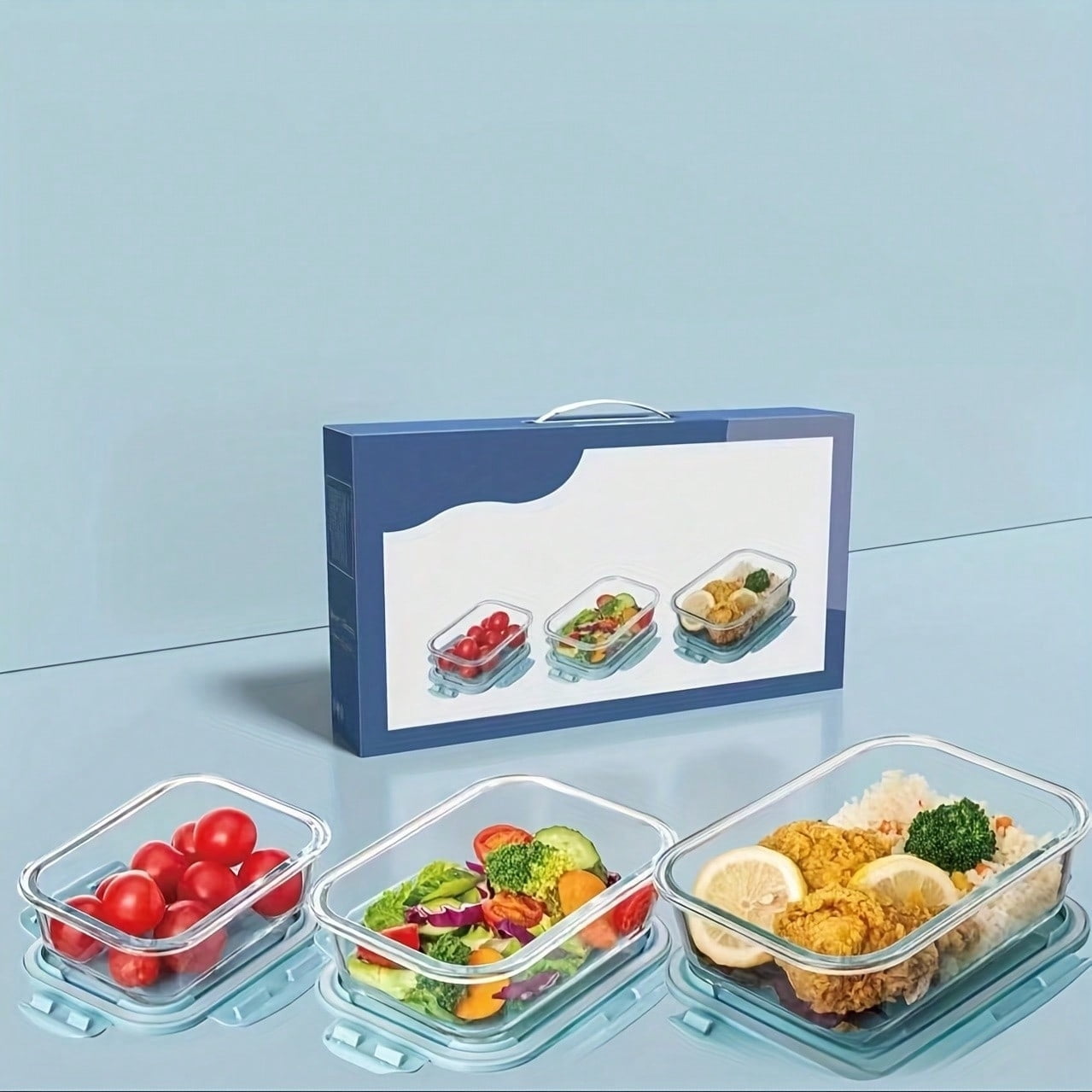 3 Pack Glass Food Storage Containers With Airtight Lids, Glass Meal Prep Containers, Bento Boxes ...