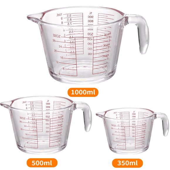 Glass Measuring Cups for Kitchen Food Prep with Clear Readability