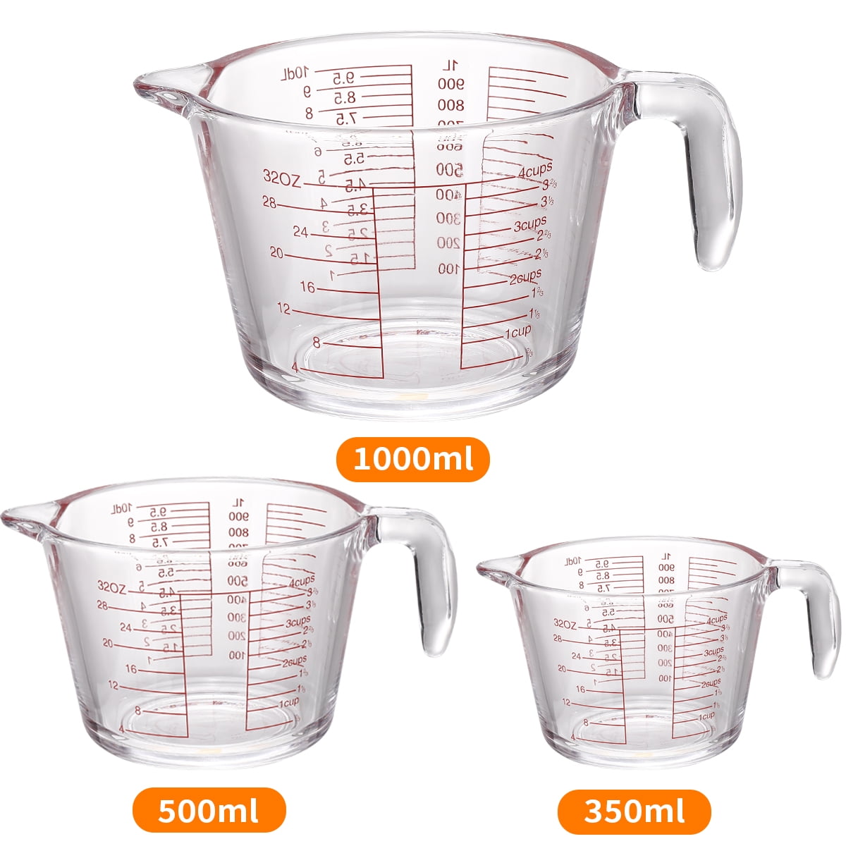 (3-Pack) Glass Measuring Cups Set, Measuring Cups For Prepping, Baking ...