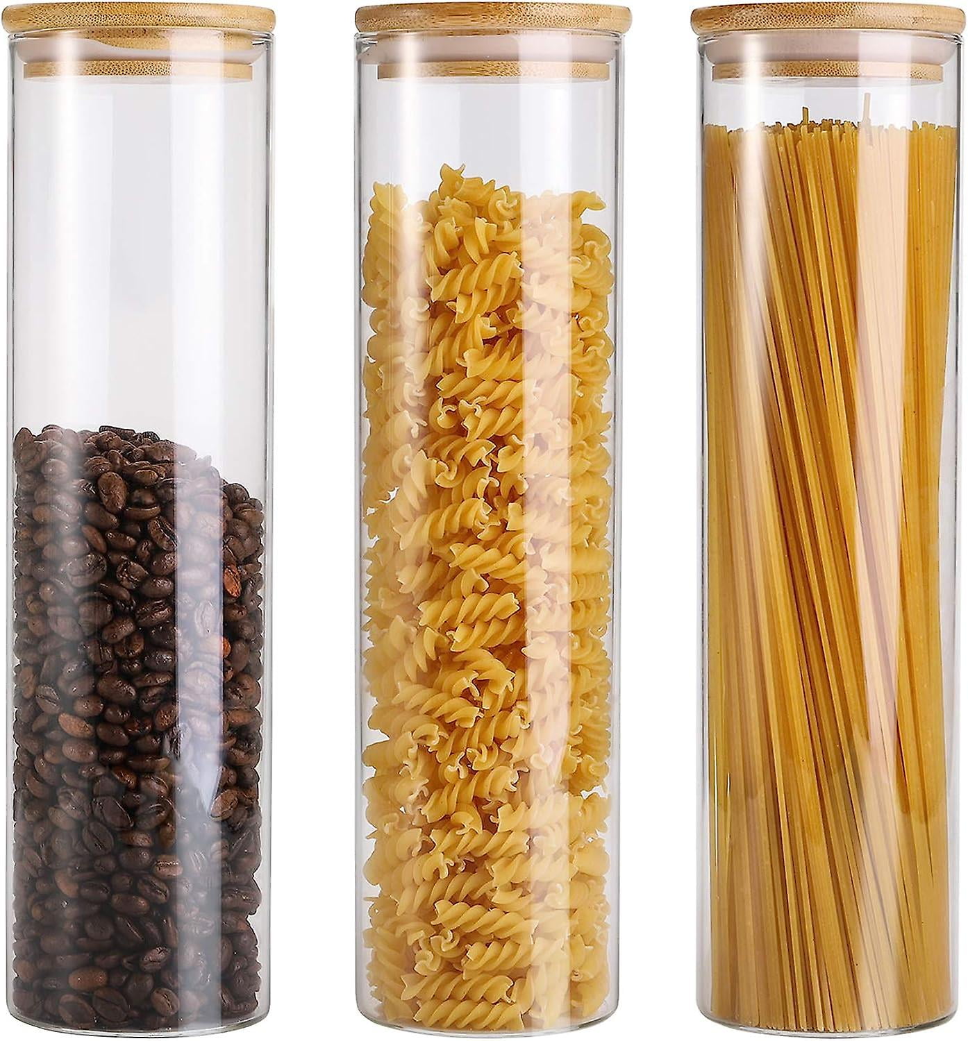 3 Pack Glass Pasta Storage Containers - 36 Oz Glass Airtight Food ...