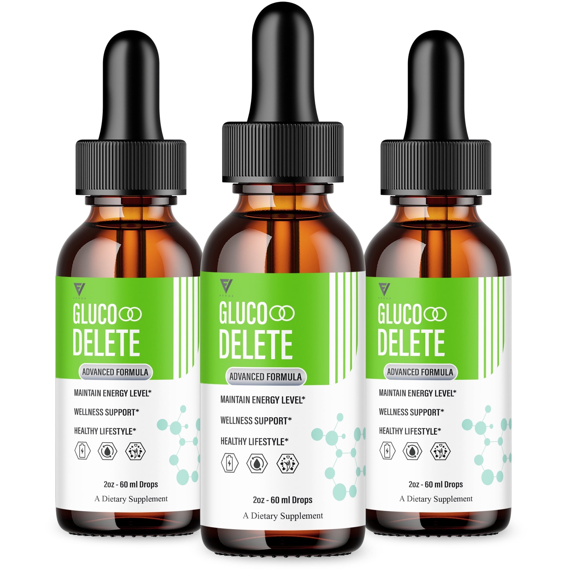 (3 Pack) Gluco Delete Drops, GlucoDelete Premium Liquid Drop Supplement ...