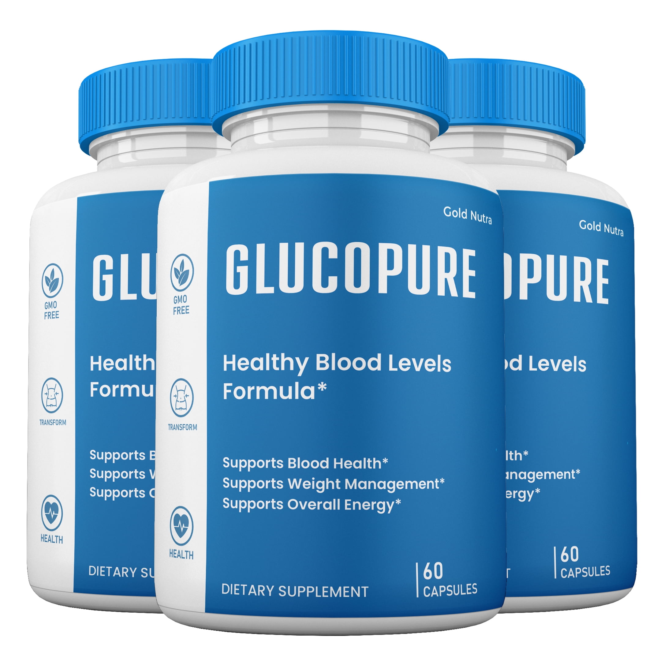 (3 Pack) GlucoPure Capsules Blood Support, GlucoPure Pills, All Natural ...