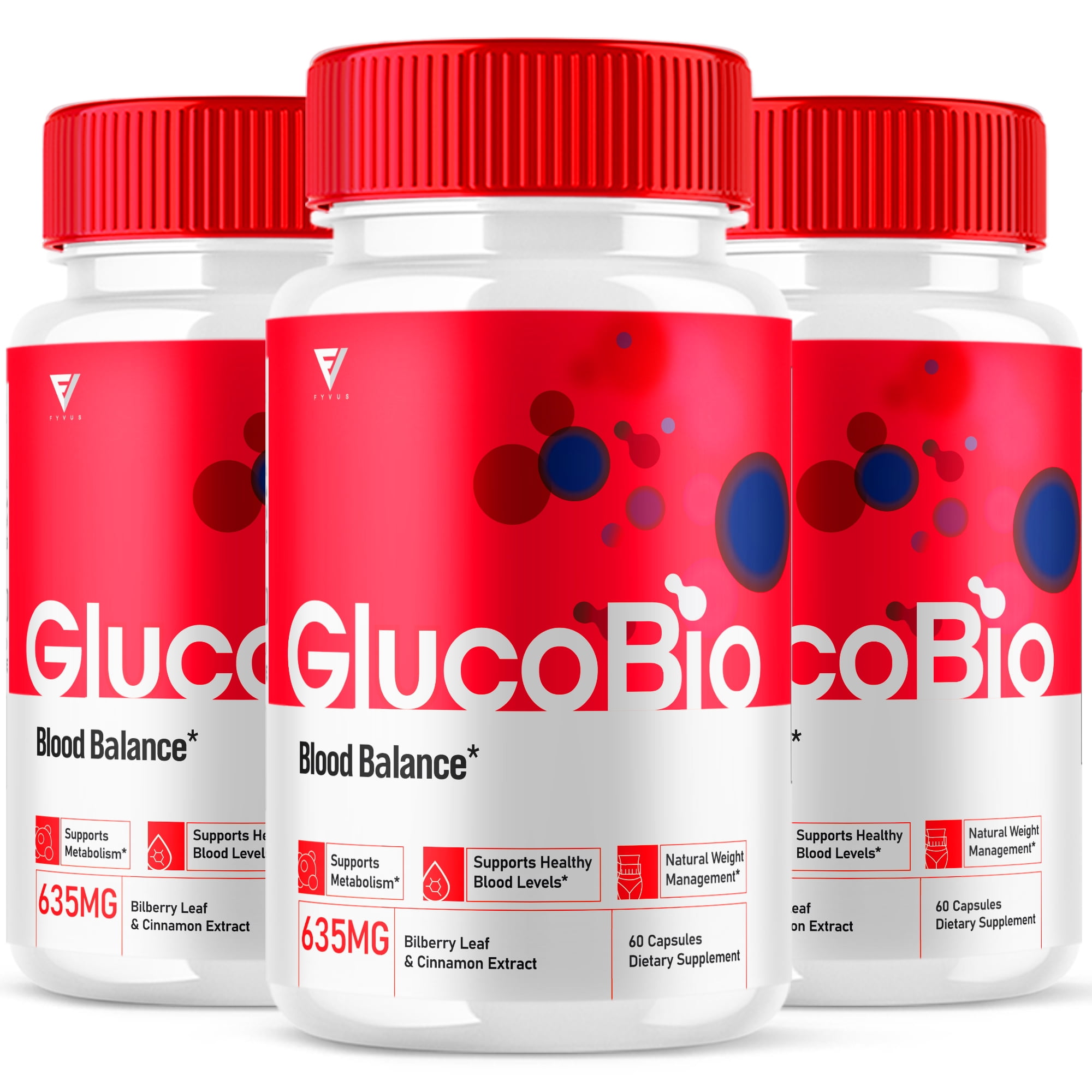 (3 Pack) Glucobio Blood Support Capsules Overall Wellness and Dietary ...