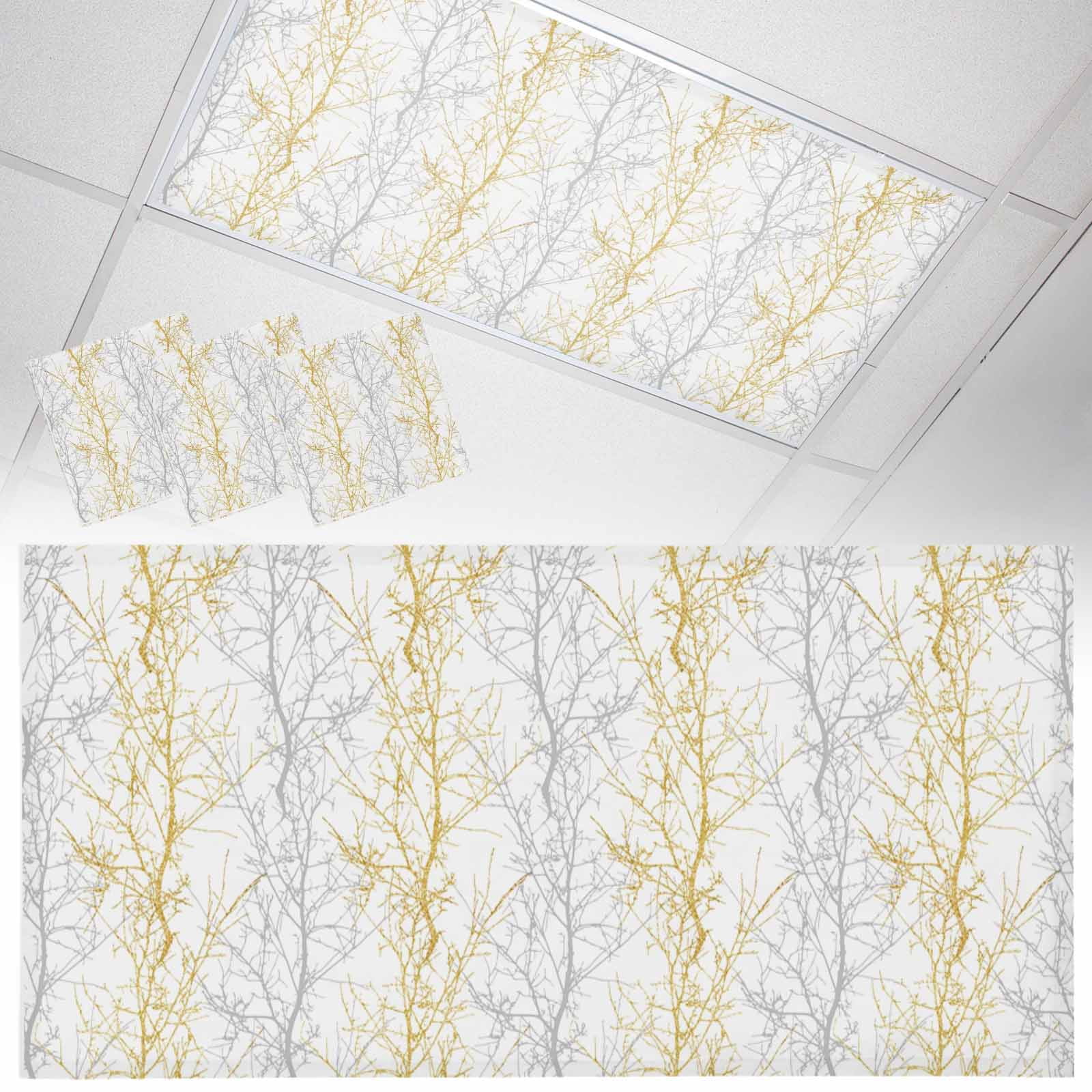3 Pack Gold Grey Fluorescent Light Covers for Ceiling Lights Tree ...