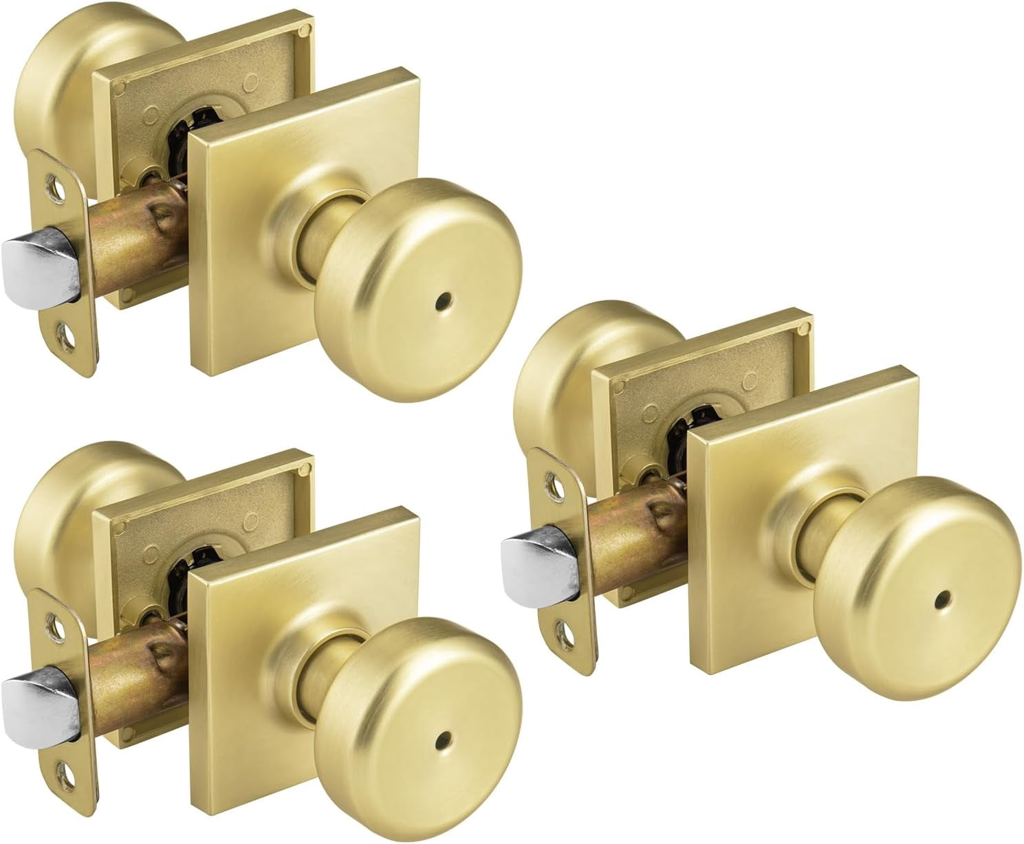 3 Pack Gold Interior Door Knobs for Bathroom & Bedroom, Pismo Doorknob ...