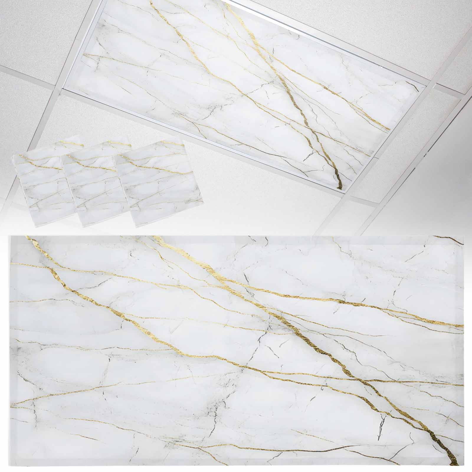 3 Pack Gold White Marble Fluorescent Light Covers for Ceiling Lights ...