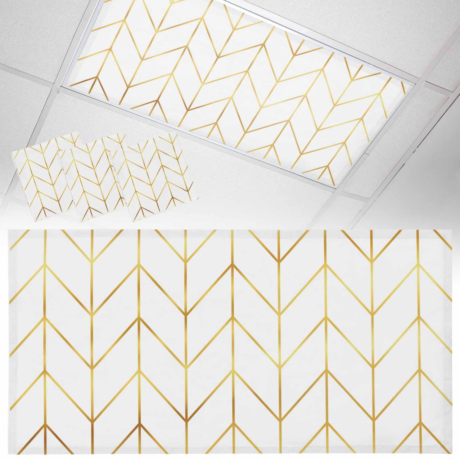 3 Pack Golden Chevron Fluorescent Light Covers for Ceiling Lights Lines ...