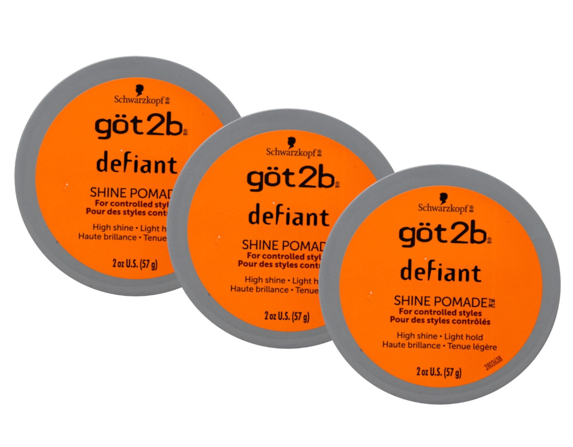 got2b Defiant Shine Pomade 3 Pack, 2 Ounce, Light Hold, High Shine ...