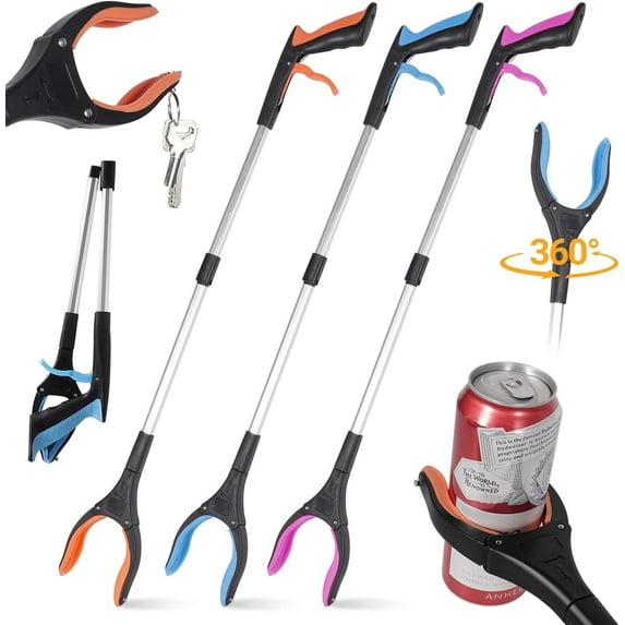 3-Pack Grabber Reacher Tool,32" Long Foldable Reacher Grabber Pickup ...