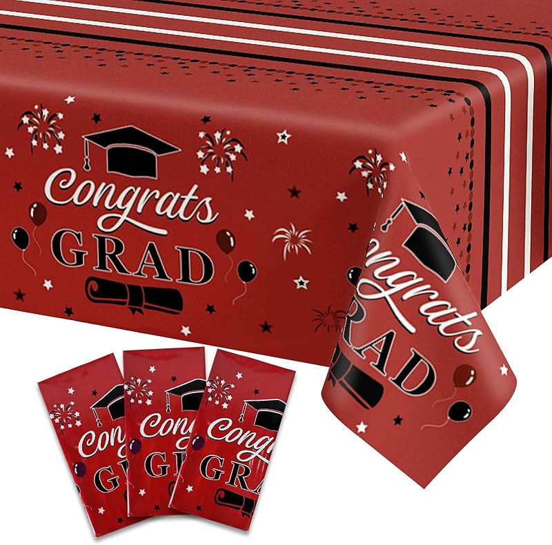 3 Pack Graduation Tablecloth Congrats Grad Disposable Tablecloth ...