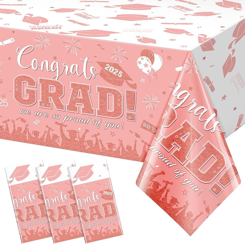 3 Pack Graduation Tablecloth Party Decorations, Class of 2025 Congrats ...