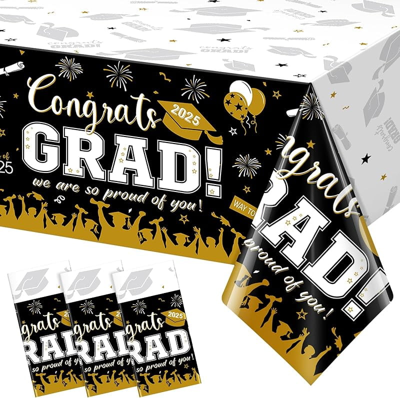 3 Pack Graduation Tablecloth Party Decorations, Class of 2025 Congrats ...