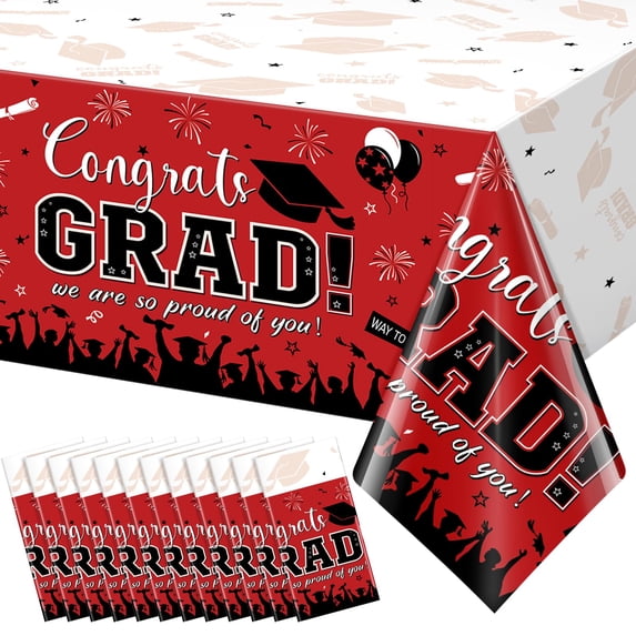 3 Pack Graduation Tablecloths, Rectangle Plastic Table Covers for ...