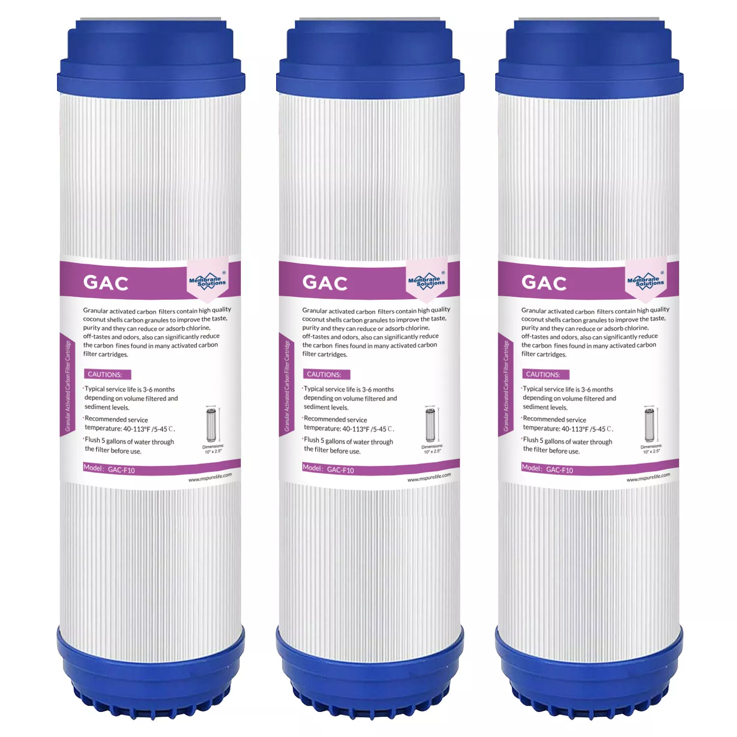 3 Pack Granular Activated Carbon Water Filter GAC Replacement -10 x2.5 ...