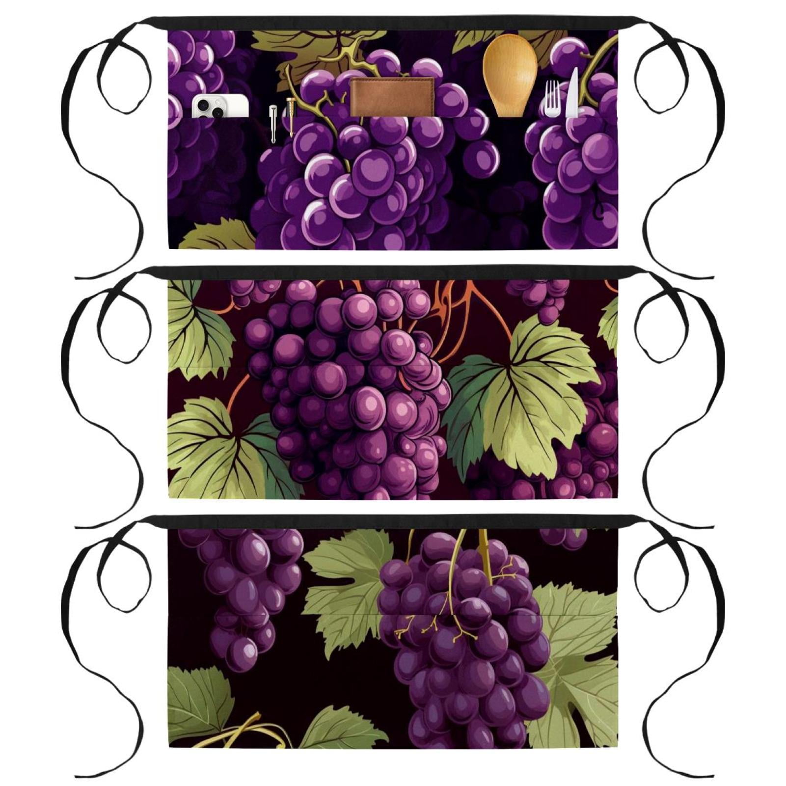 3 Pack Grape Waist Aprons - Half Apron with 3 Pockets for Men and Women ...
