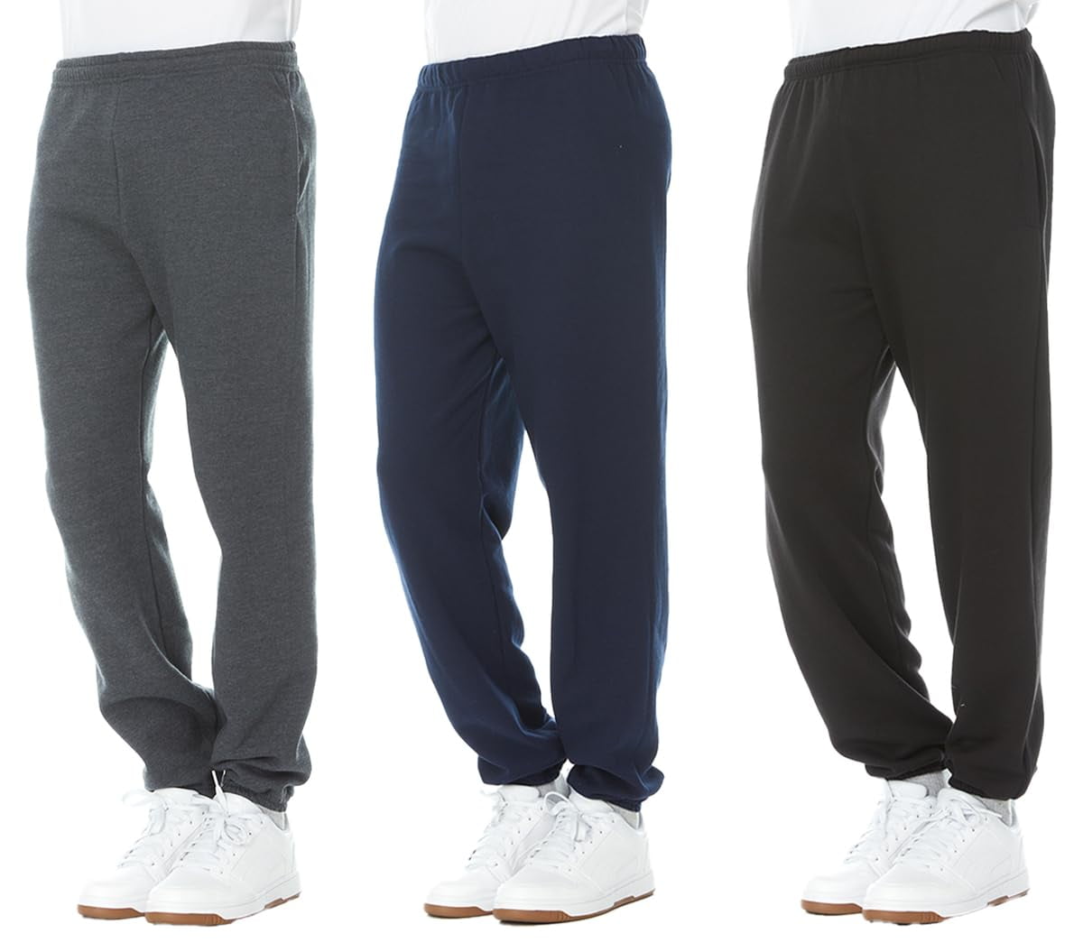 Mens 3 Pack Fleece Active Athletic Workout Jogger Sweatpants for Men ...