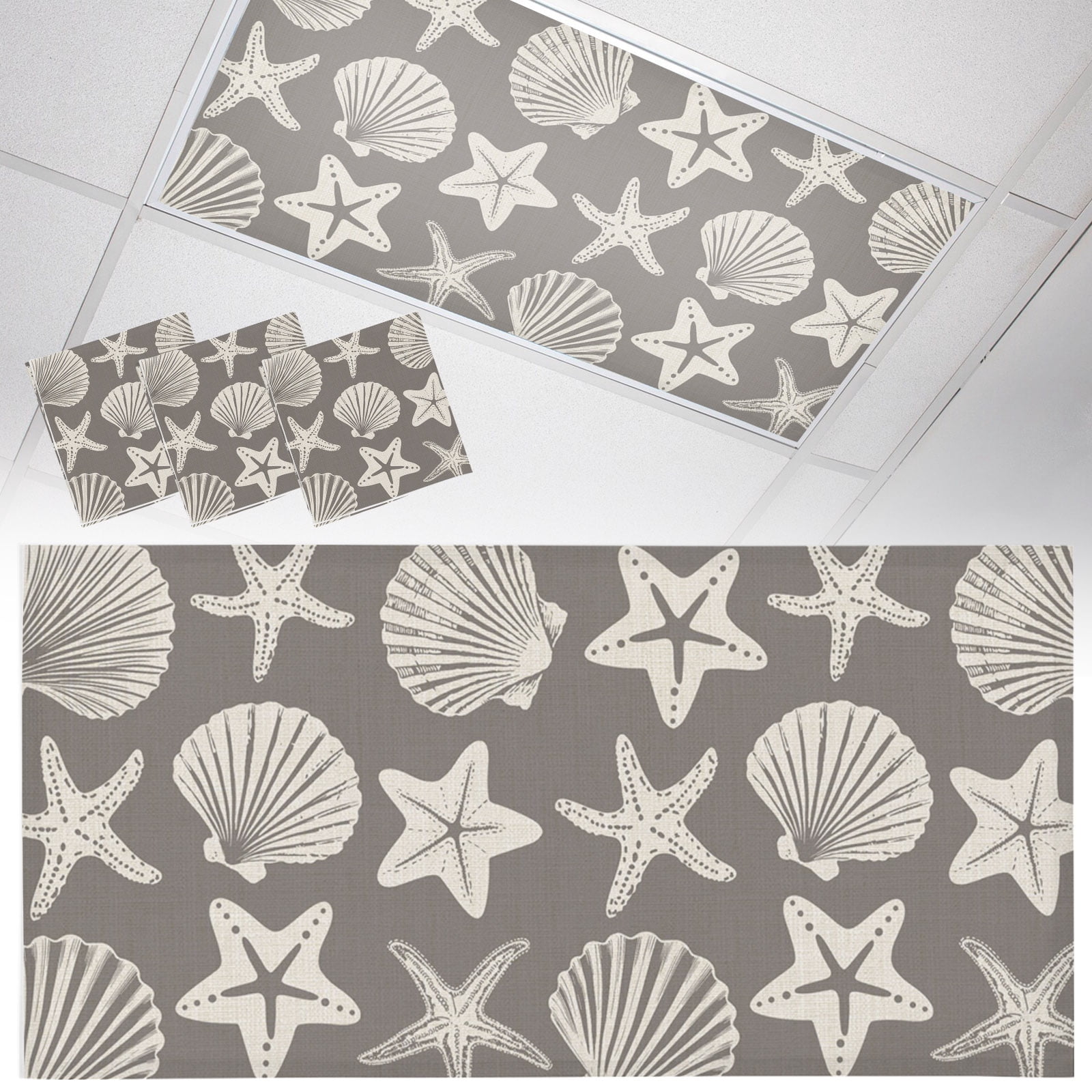 3 Pack Gray Coastal Fluorescent Light Covers for Ceiling Lights ...