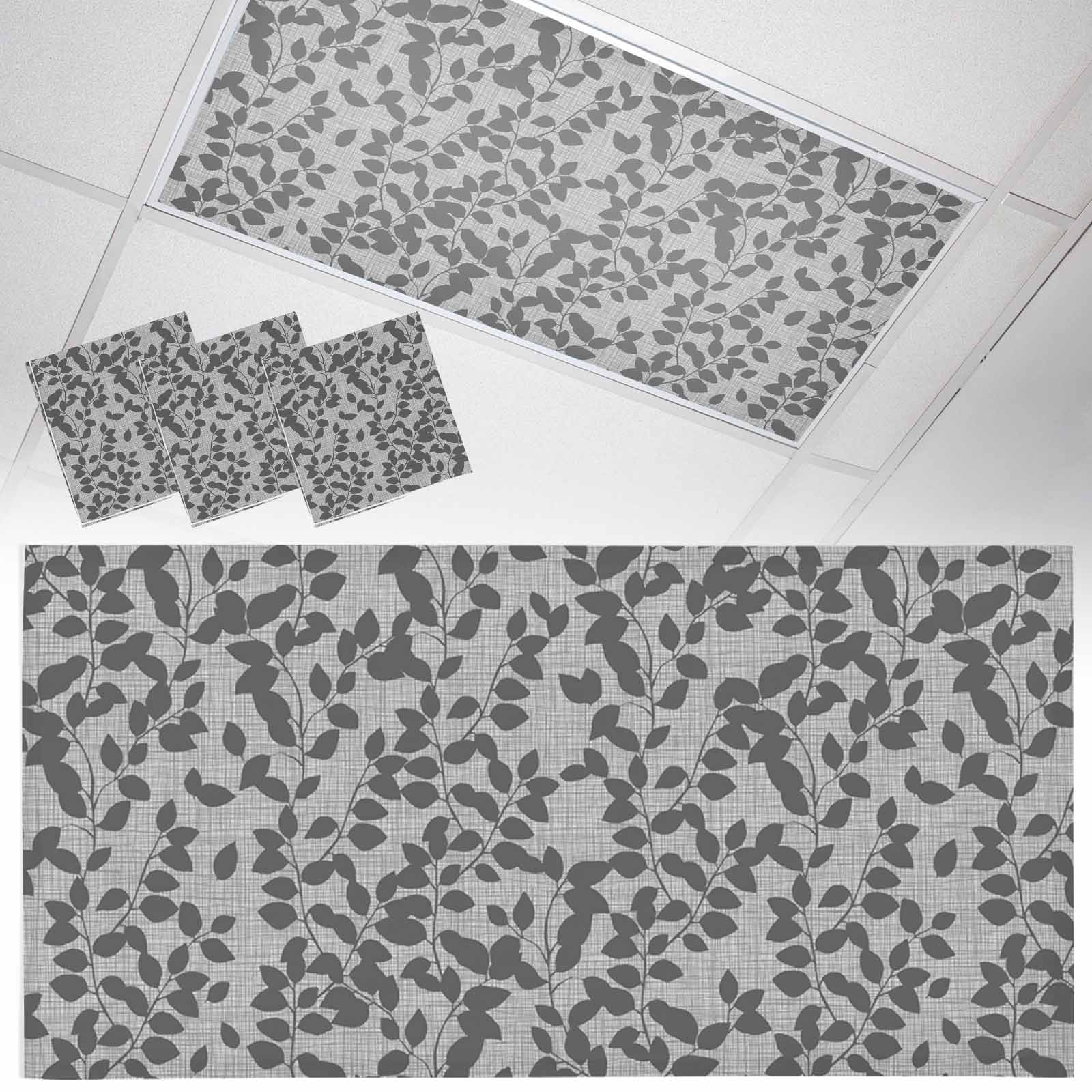 3 Pack Gray Leaves Fluorescent Light Covers for Ceiling Lights Branch ...