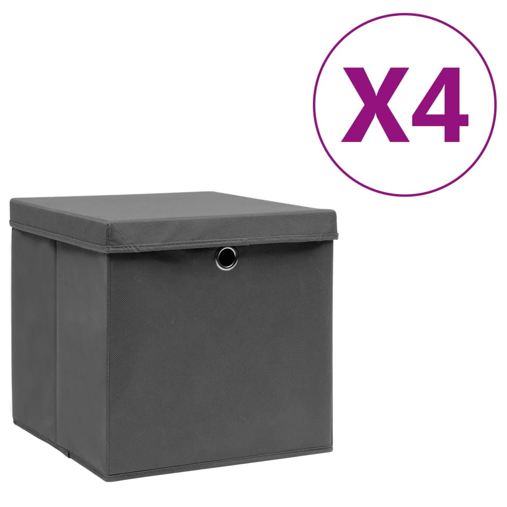 3-Pack Gray Storage Boxes with Lids 11x11x11 - Durable, Stackable ...