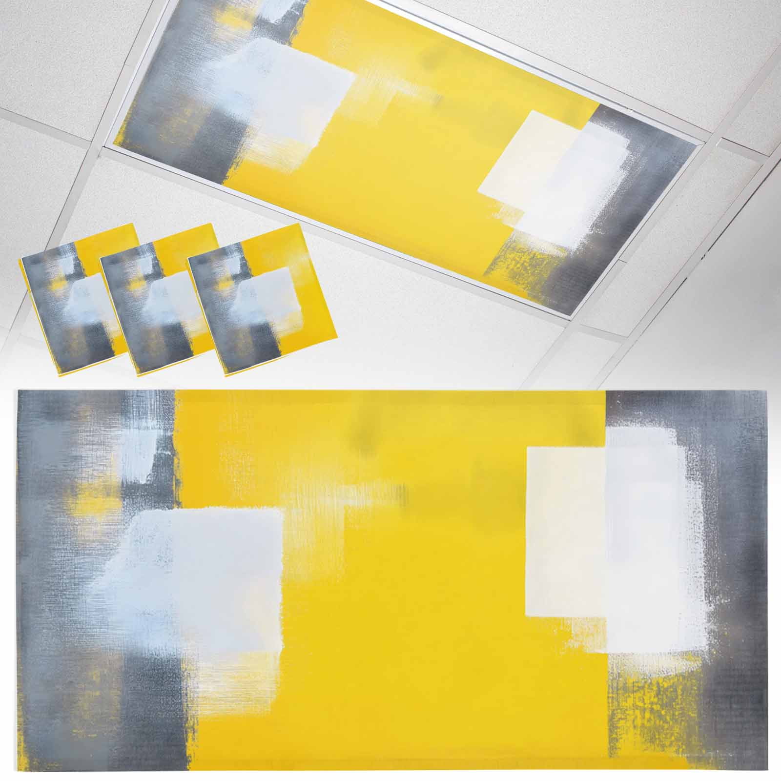 3 Pack Gray Yellow White Geometric Fluorescent Light Covers for Ceiling ...