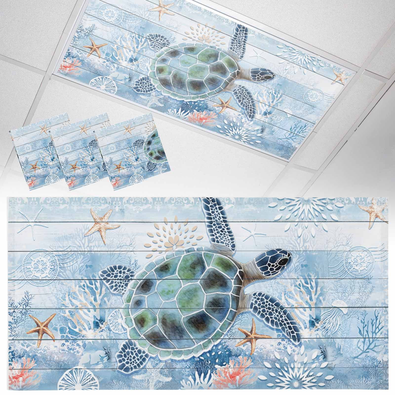 3 Pack Green Sea Turtle Fluorescent Light Covers for Ceiling Lights ...