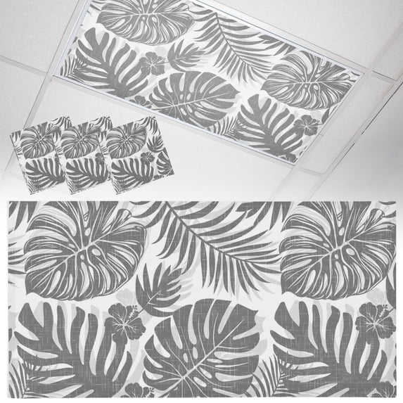 3 Pack Grey Palm Leaves Fluorescent Light Covers for Ceiling Lights ...