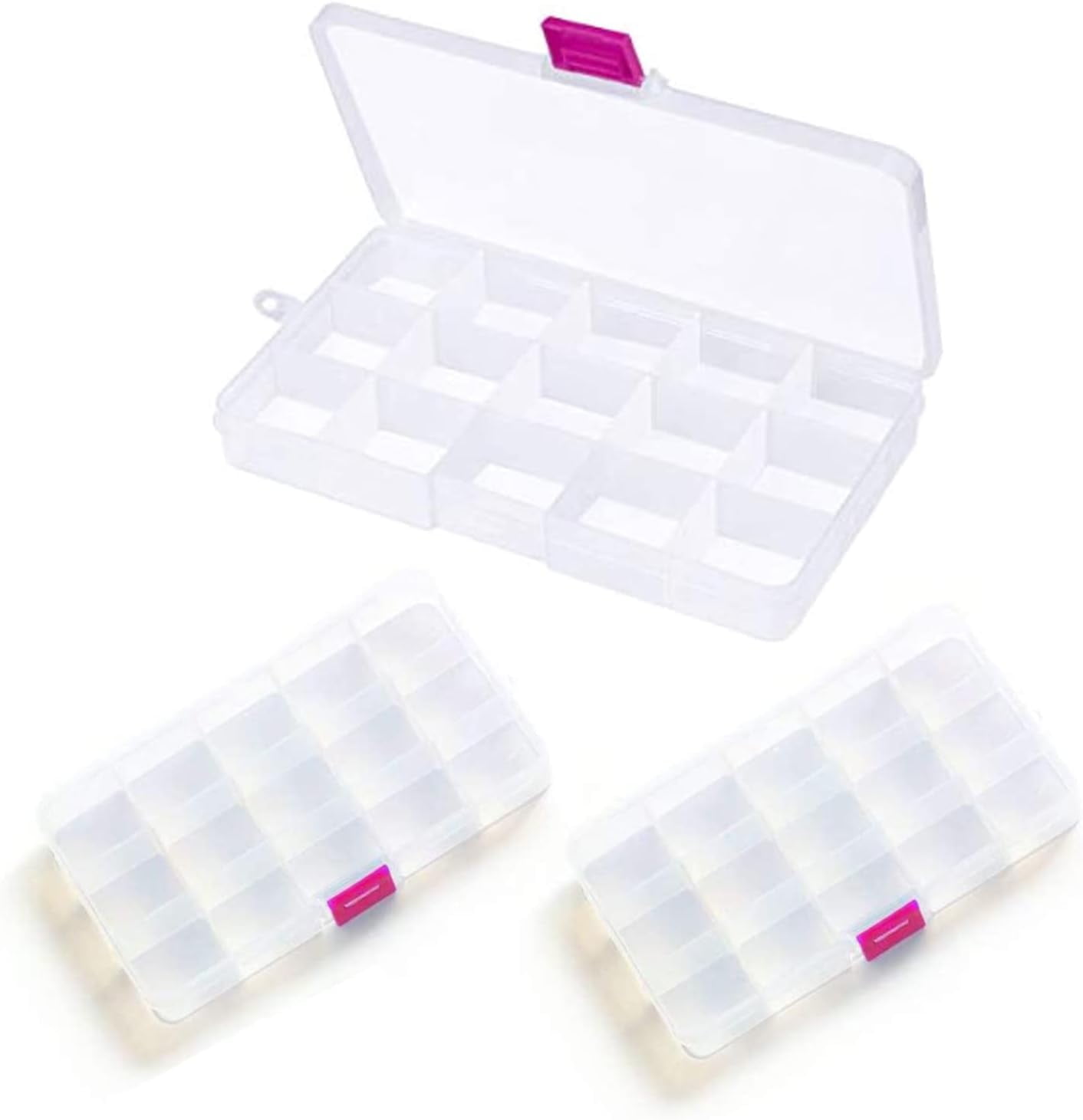 3 Pack Grids Plastic Storage Boxes Plastic Organizer Jewelry Container ...
